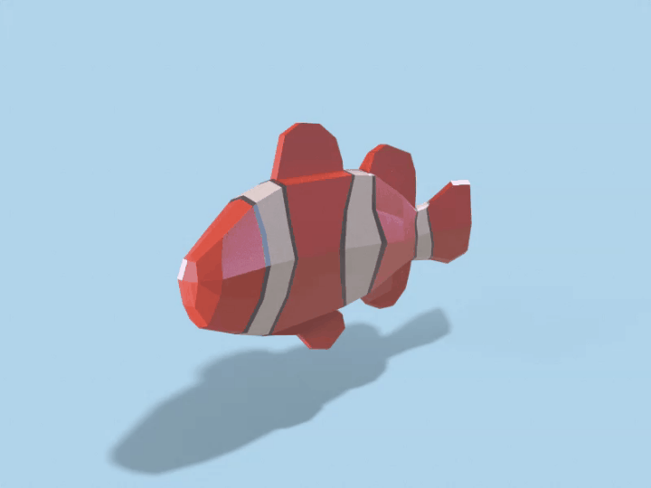Nemo Fish with Skeleton Action Cartoon Pixel Stylized Clownfish with ...