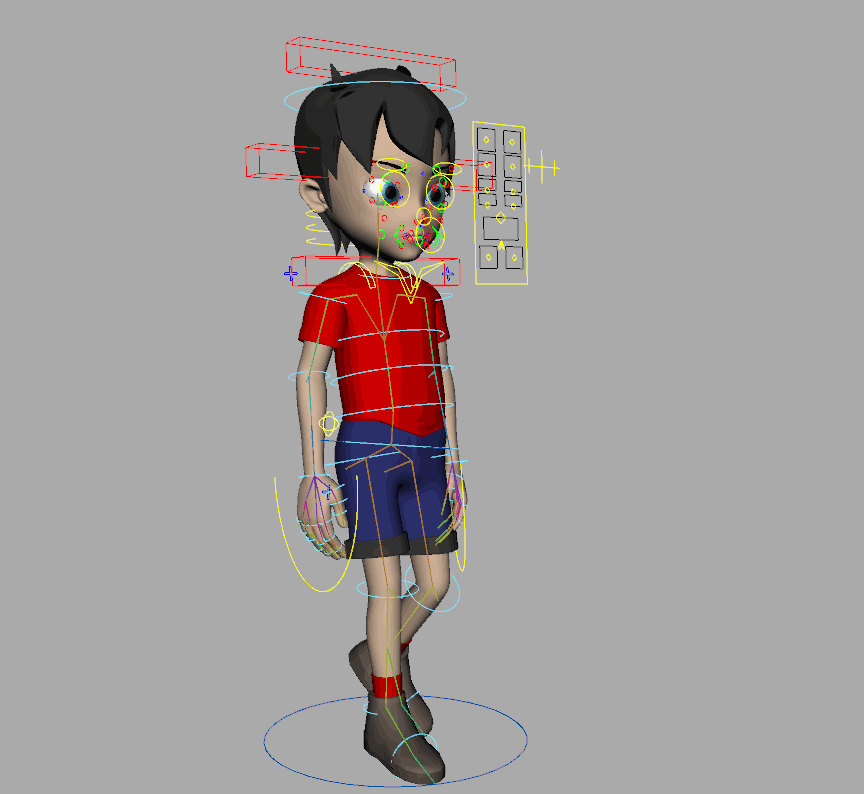 maya expression binding cartoon boy adv facial skeleton binding three ...