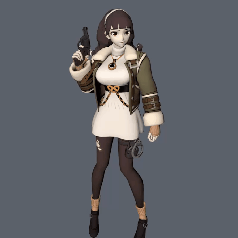 Anime Female Gunner game 3d Model fbx | 82Models