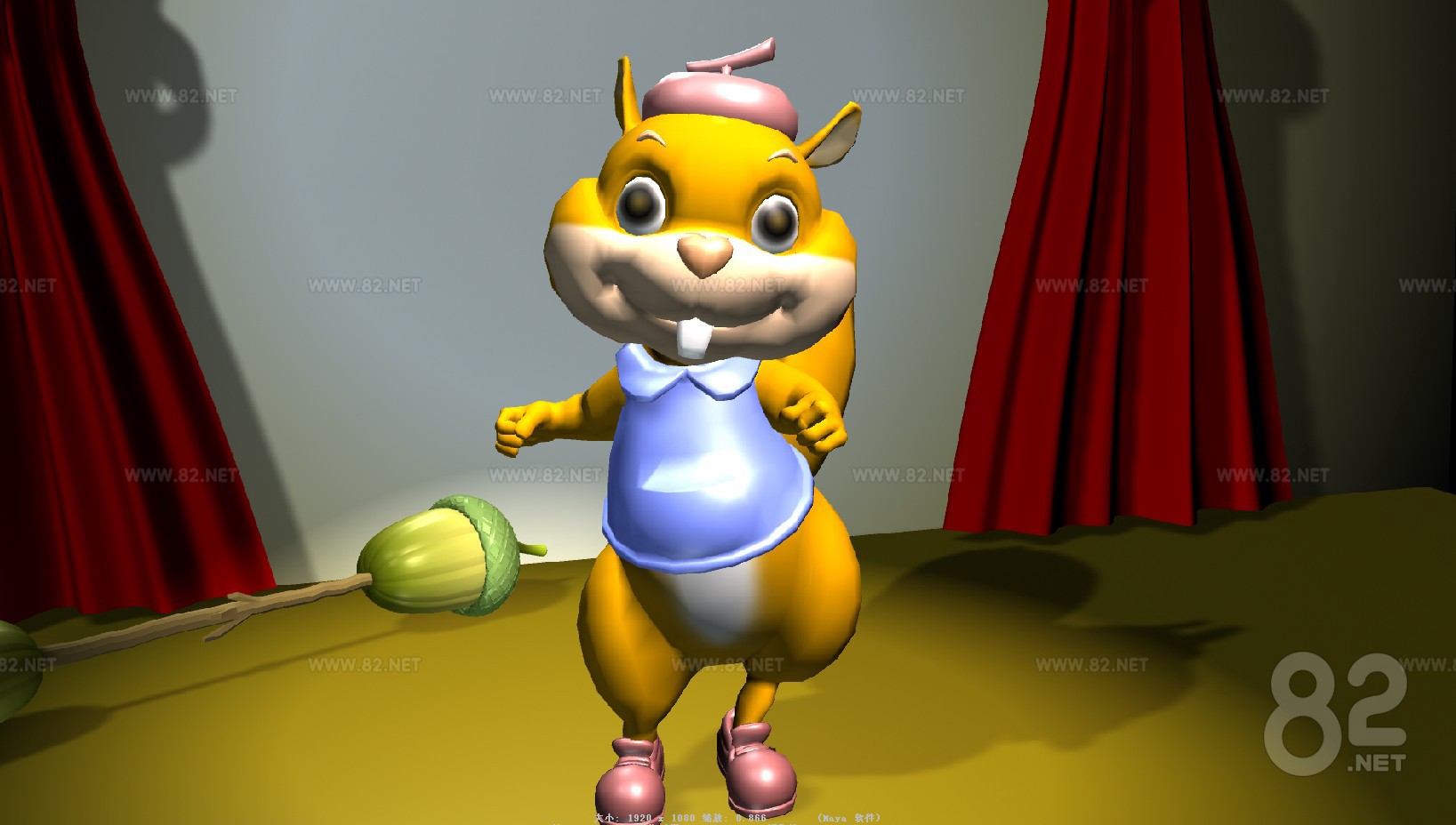 High precision squirrel dancing on stage cartoon squirrel 3d Model ma ...