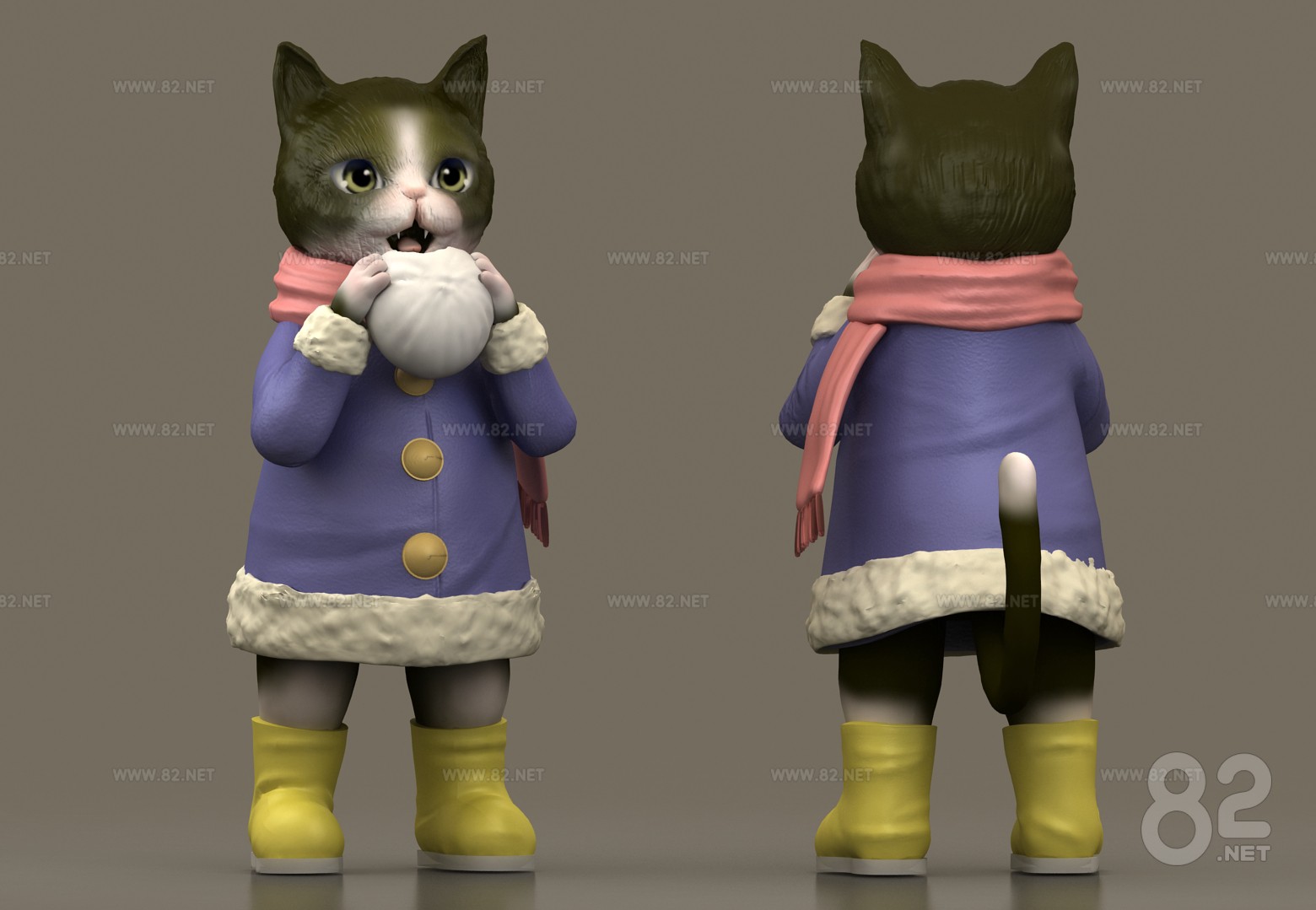 Cute cat kittens eat buns 3d Model fbx ma/mb max | 82Models