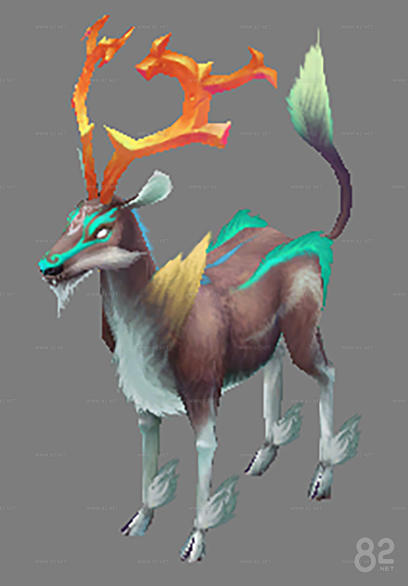 National style hand-painted elk 3d Model fbx | 82Models