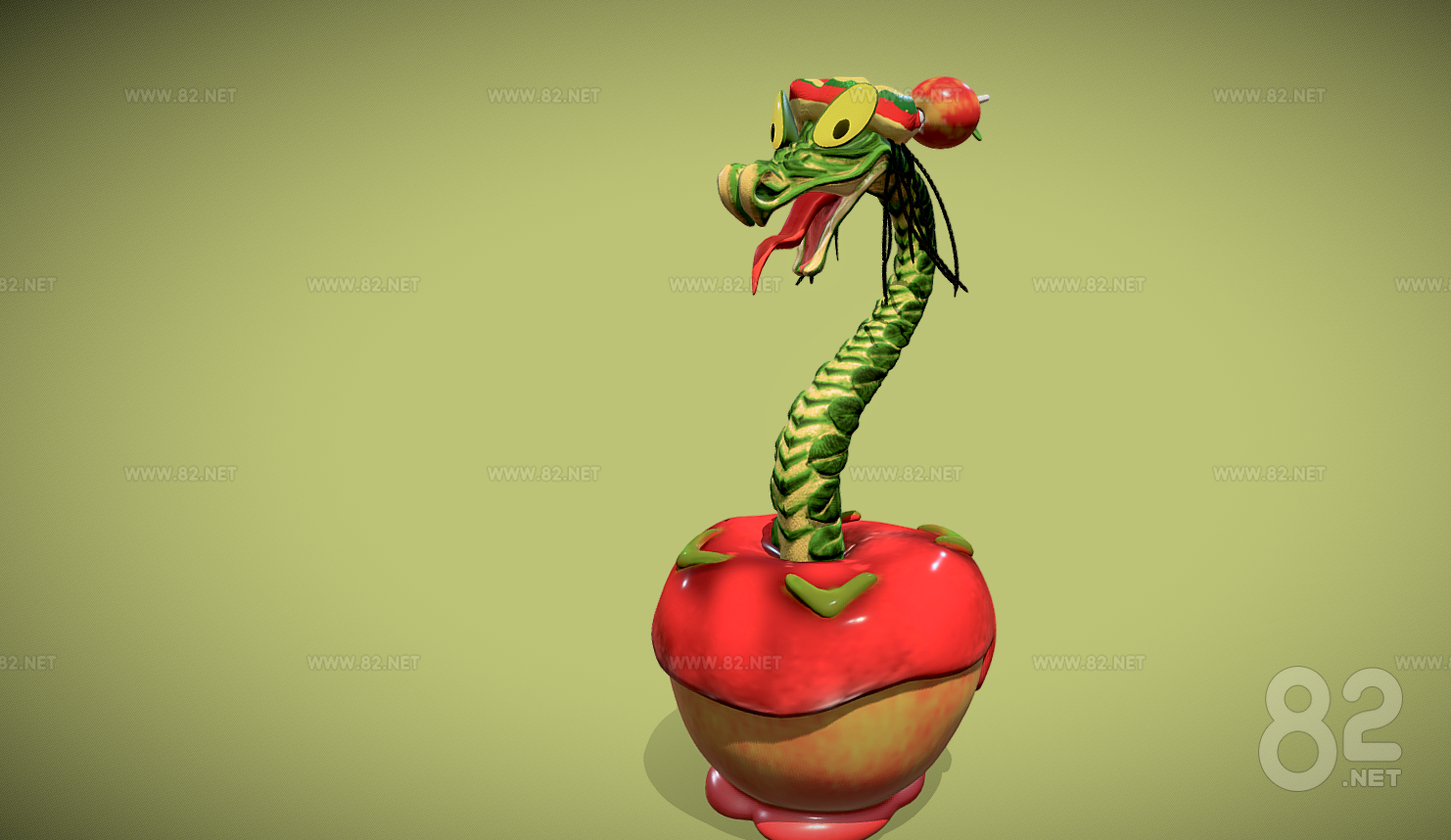 Apple Snake Cartoon Snake 3d Model blend | 82Models
