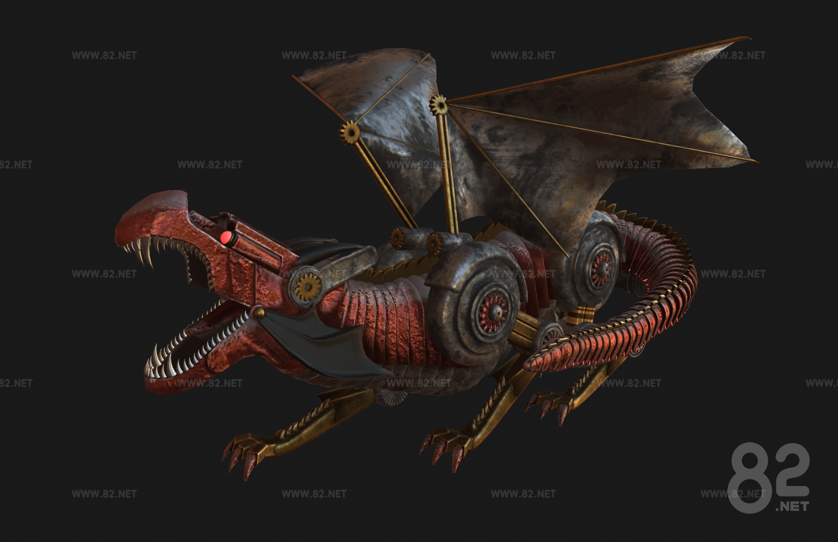 Mechanical Dragon PBR-Steampunk 3d Model c4d fbx | 82Models