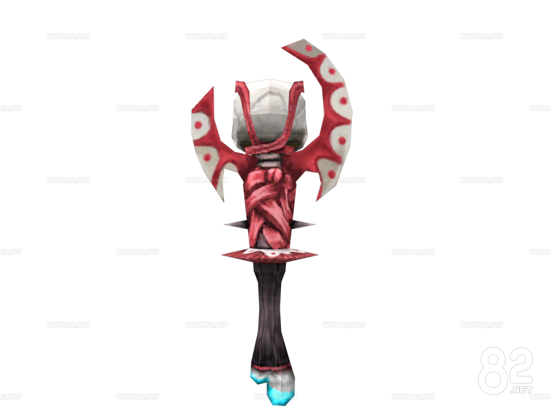 Guofeng Hand-painted Weird Axe Staff 3d Model fbx | 82Models