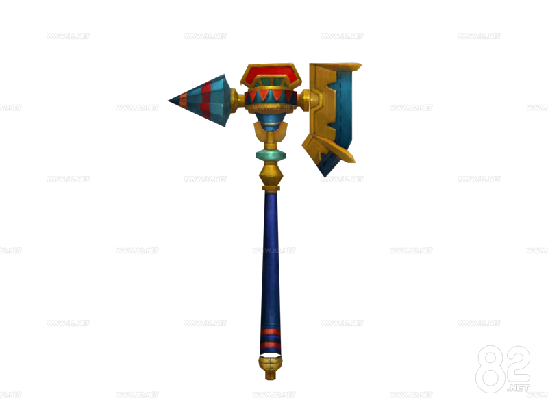 National style hand-painted gorgeous plate axe 3d Model fbx | 82Models
