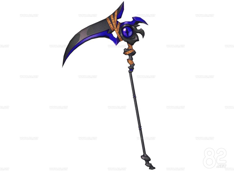 dark blue Spell Scythe Weapon 3d Model fbx | 82Models