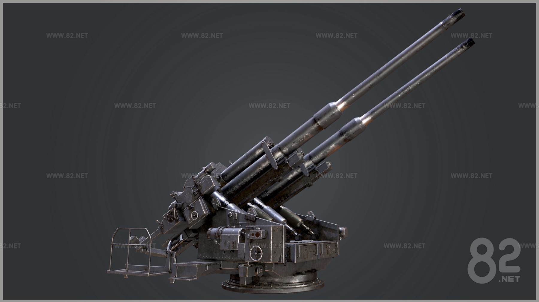 World War II German 128mm Double-mounted Empty Gun Model PBR Times ...