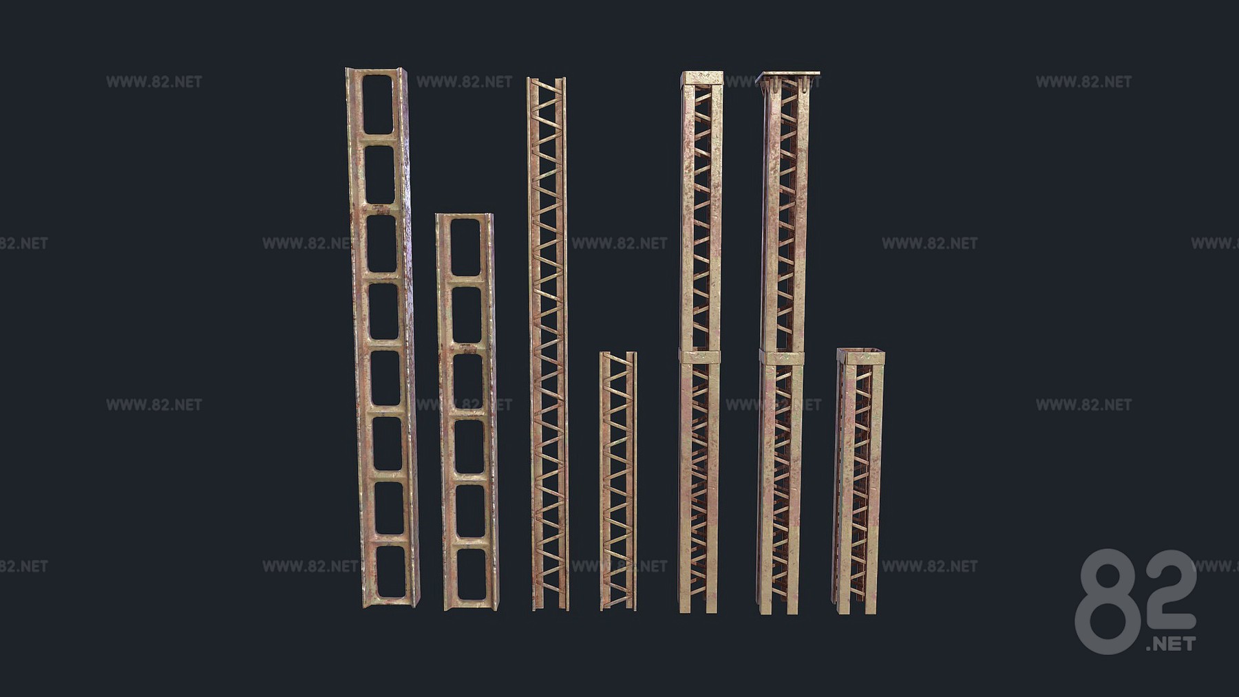 Steel frame structure building structural components 3d Model tbscene fbx max | 82Models