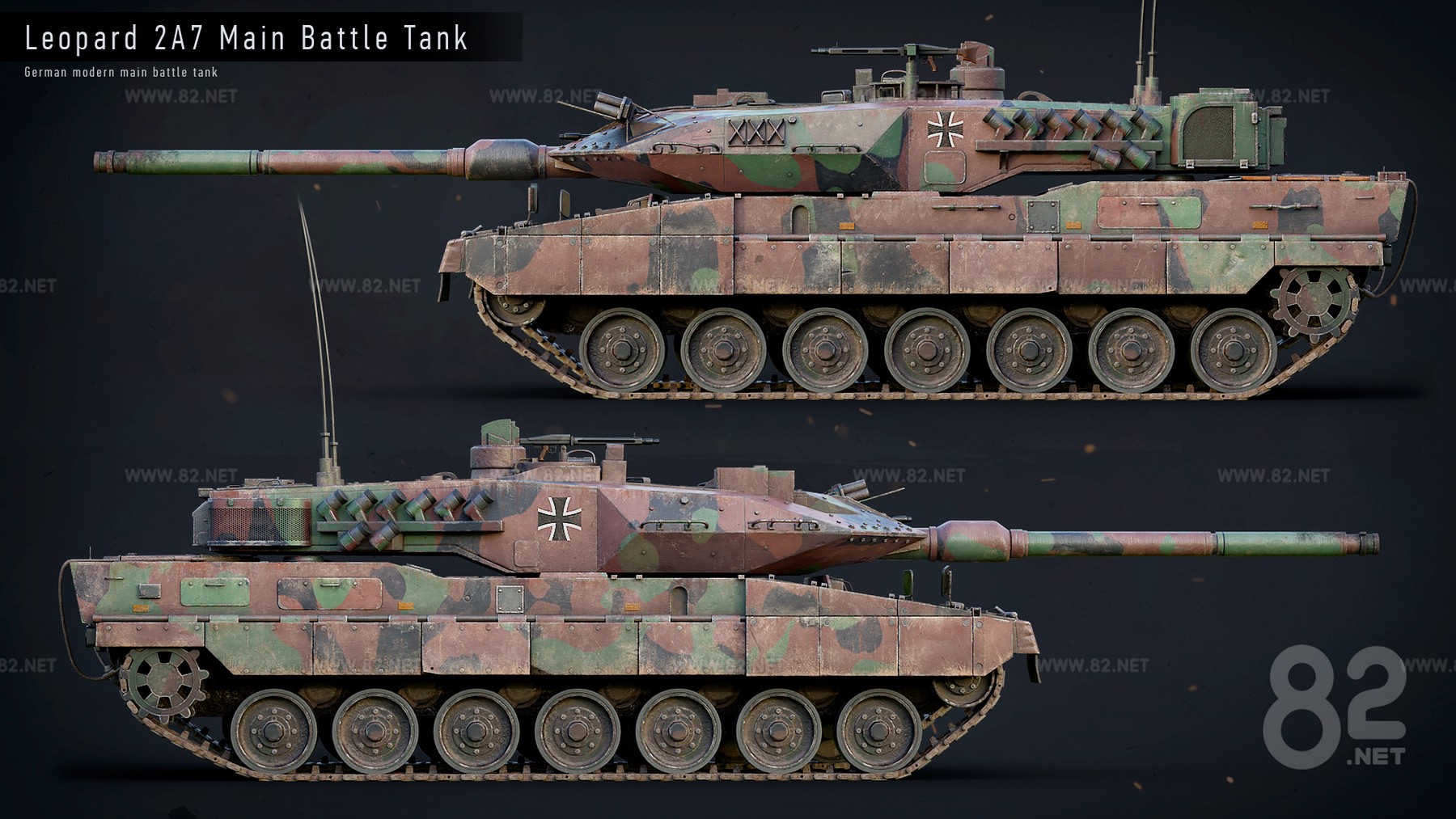 Leopard 2A7 German tank 3d Model max fbx | 82Models