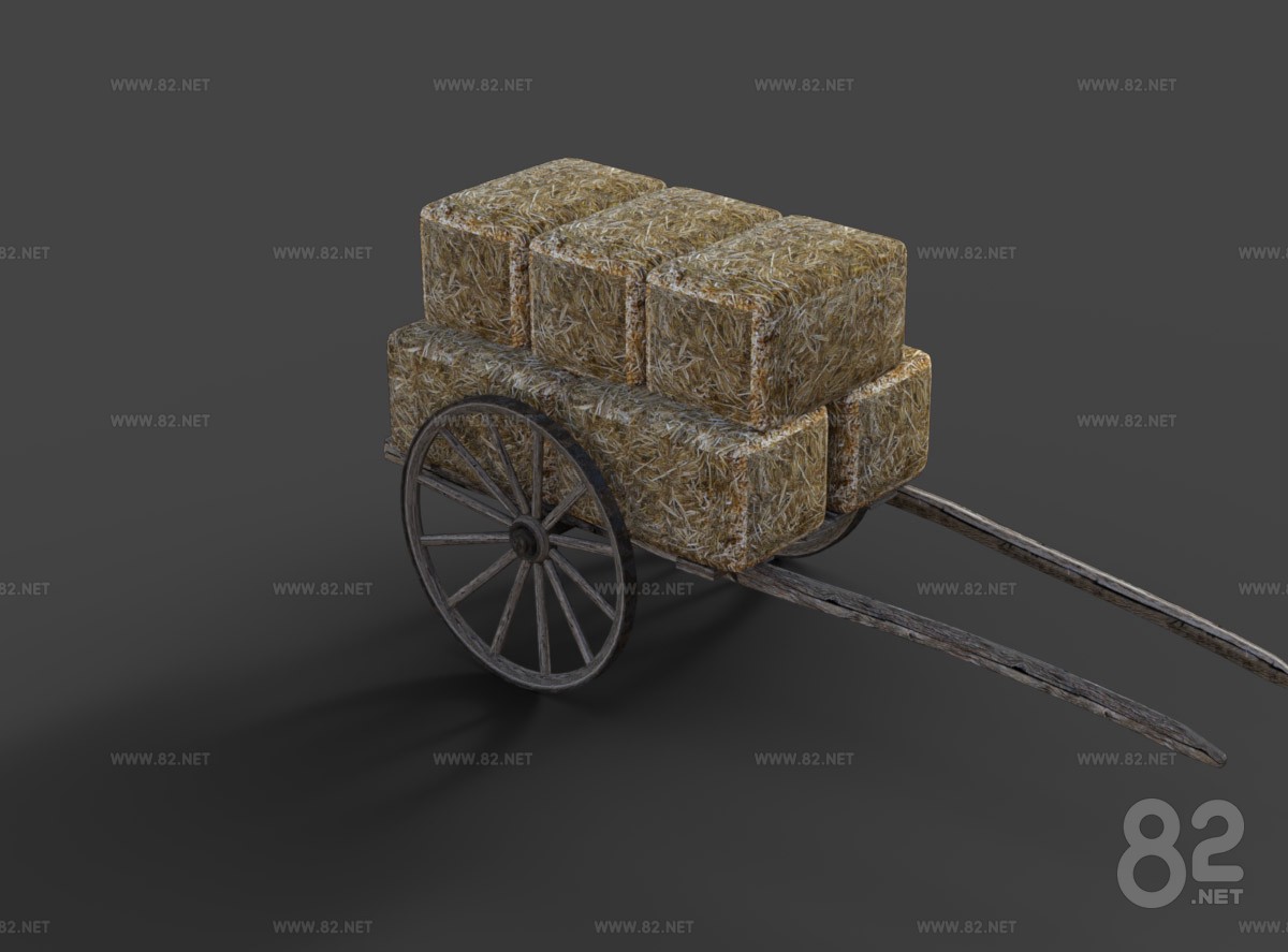 Ancient grain cart hand-pulled cart 3d Model ma/mb | 82Models