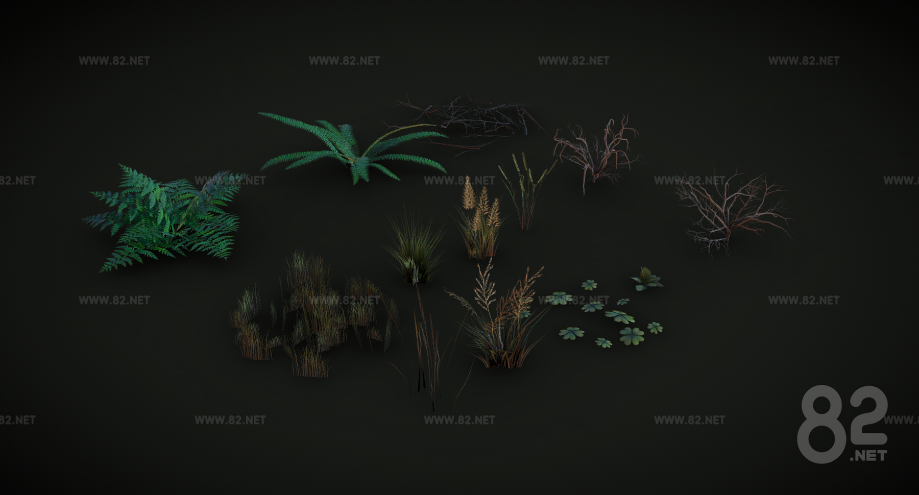 shrub weed 3d Model 贴图 ma/mb max fbx obj | 82Models