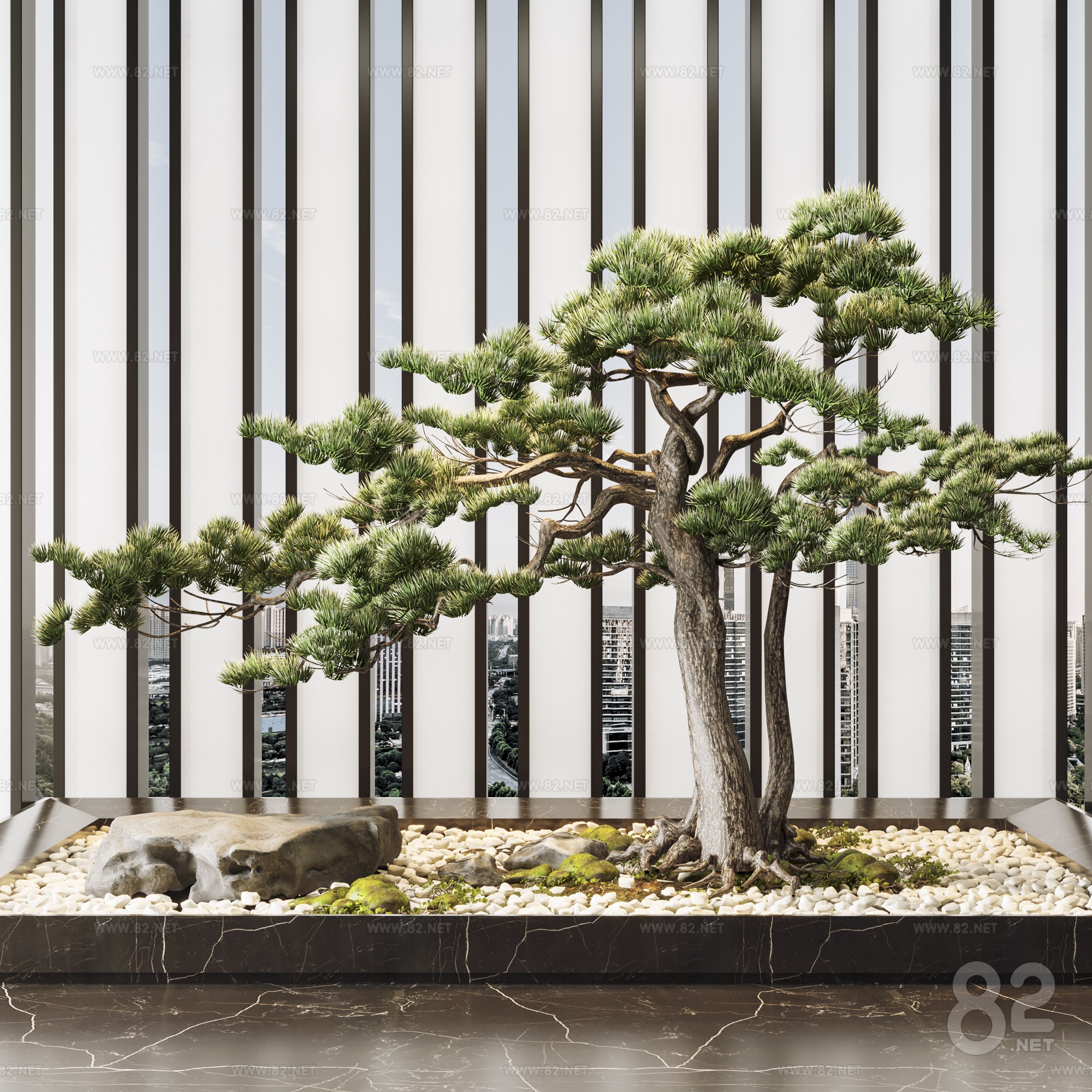 Landscape Plants New Chinese Poehan Pine Tree Stone Sick 3d Model max | 82Models