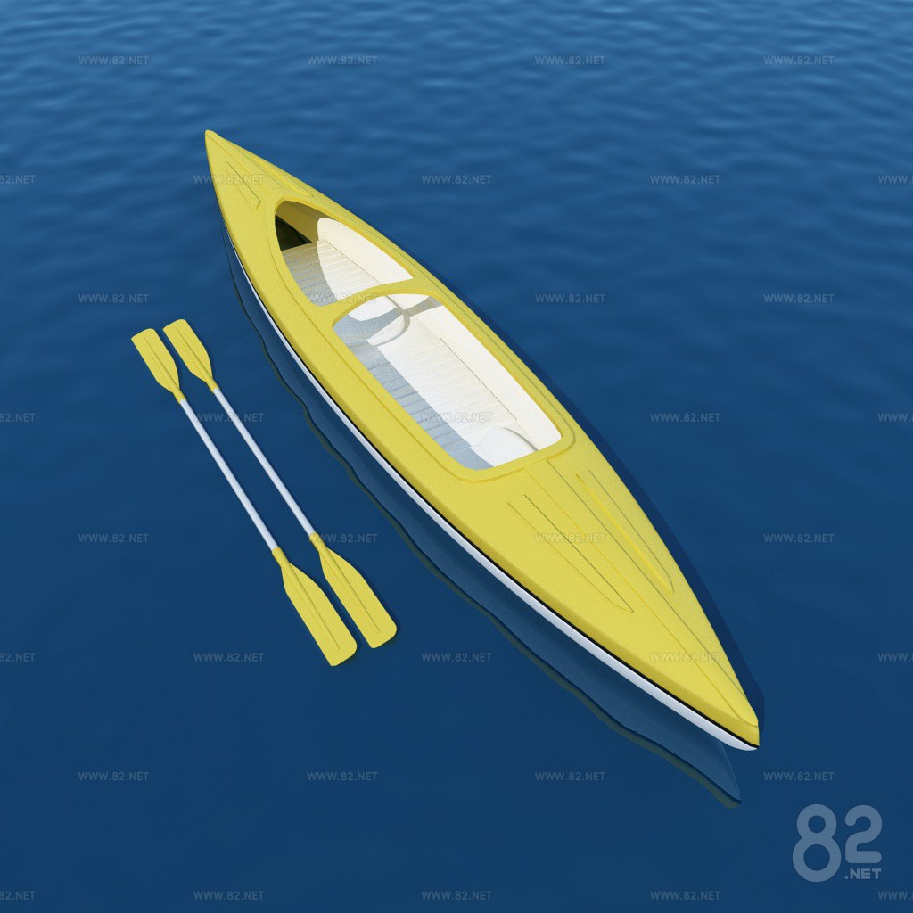 Yellow Kayak Water Vehicle 3d Model max | 82Models