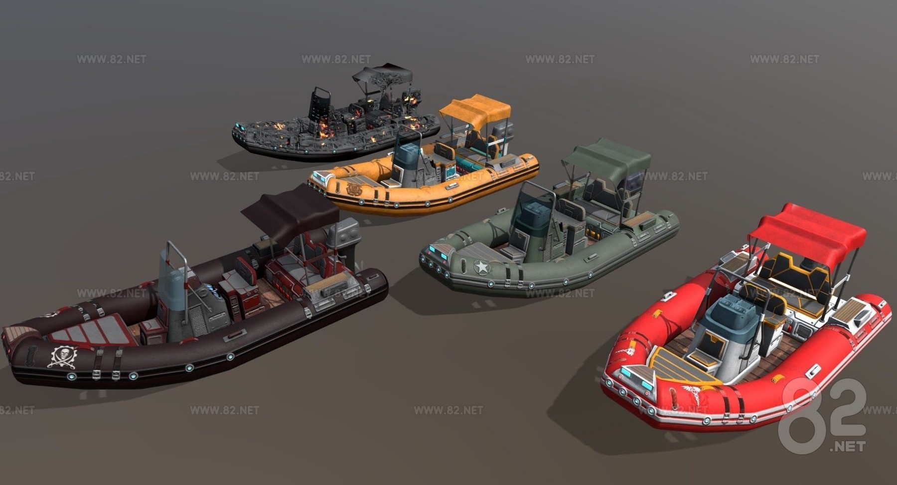 rubber dinghy lifeboat 3d Model max fbx | 82Models