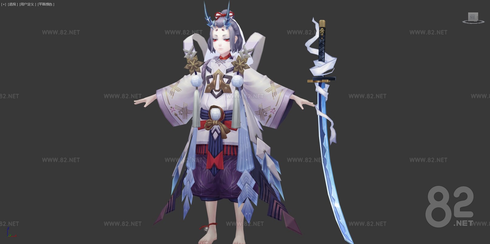 Japanese Snow Female Swordsman 3d Model fbx | 82Models