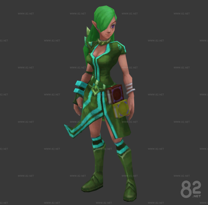 Green Magic Apprentice Cartoon 3d Model fbx | 82Models