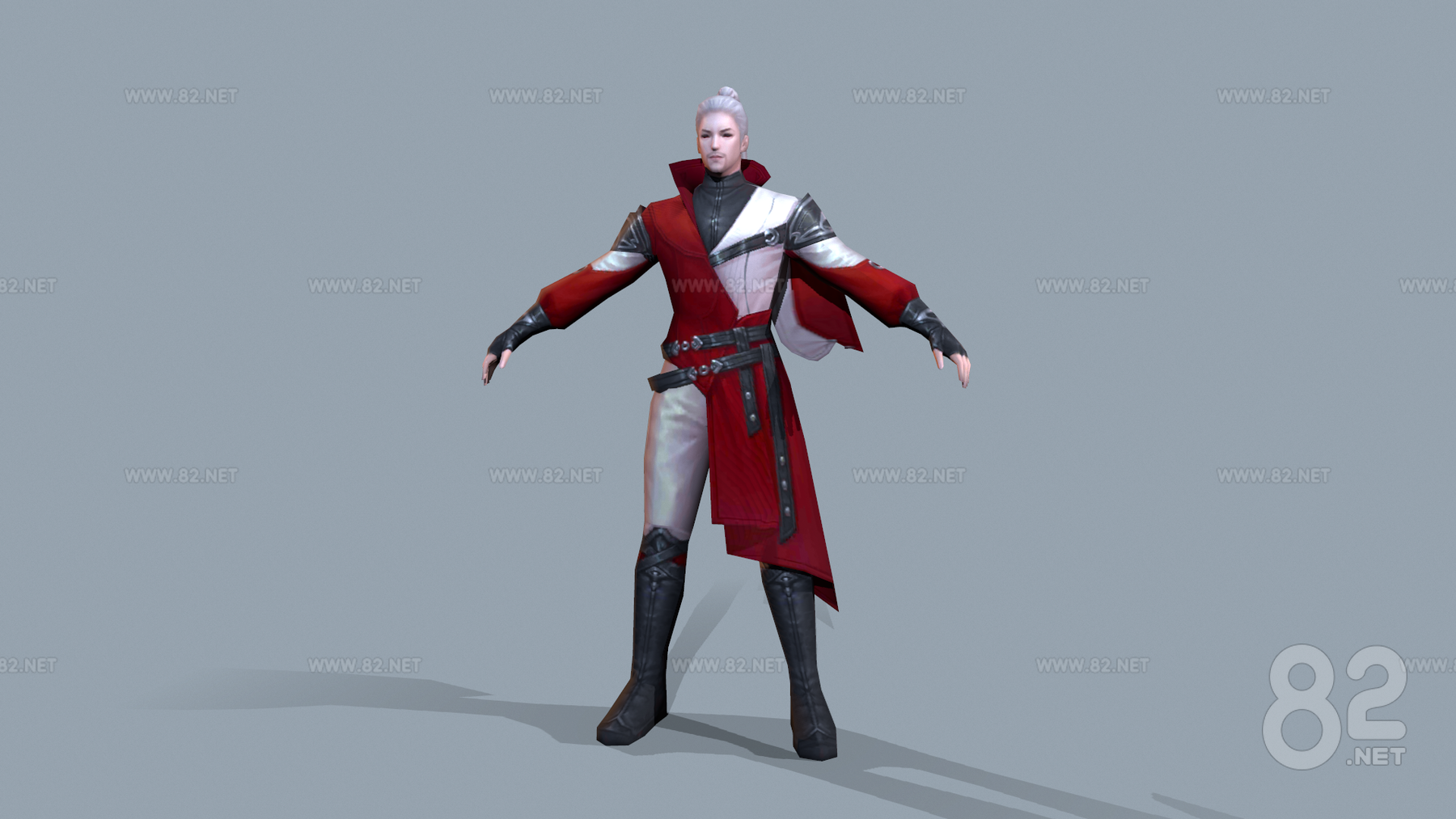 Ancient costume red and white chivalrous man 3d Model fbx | 82Models