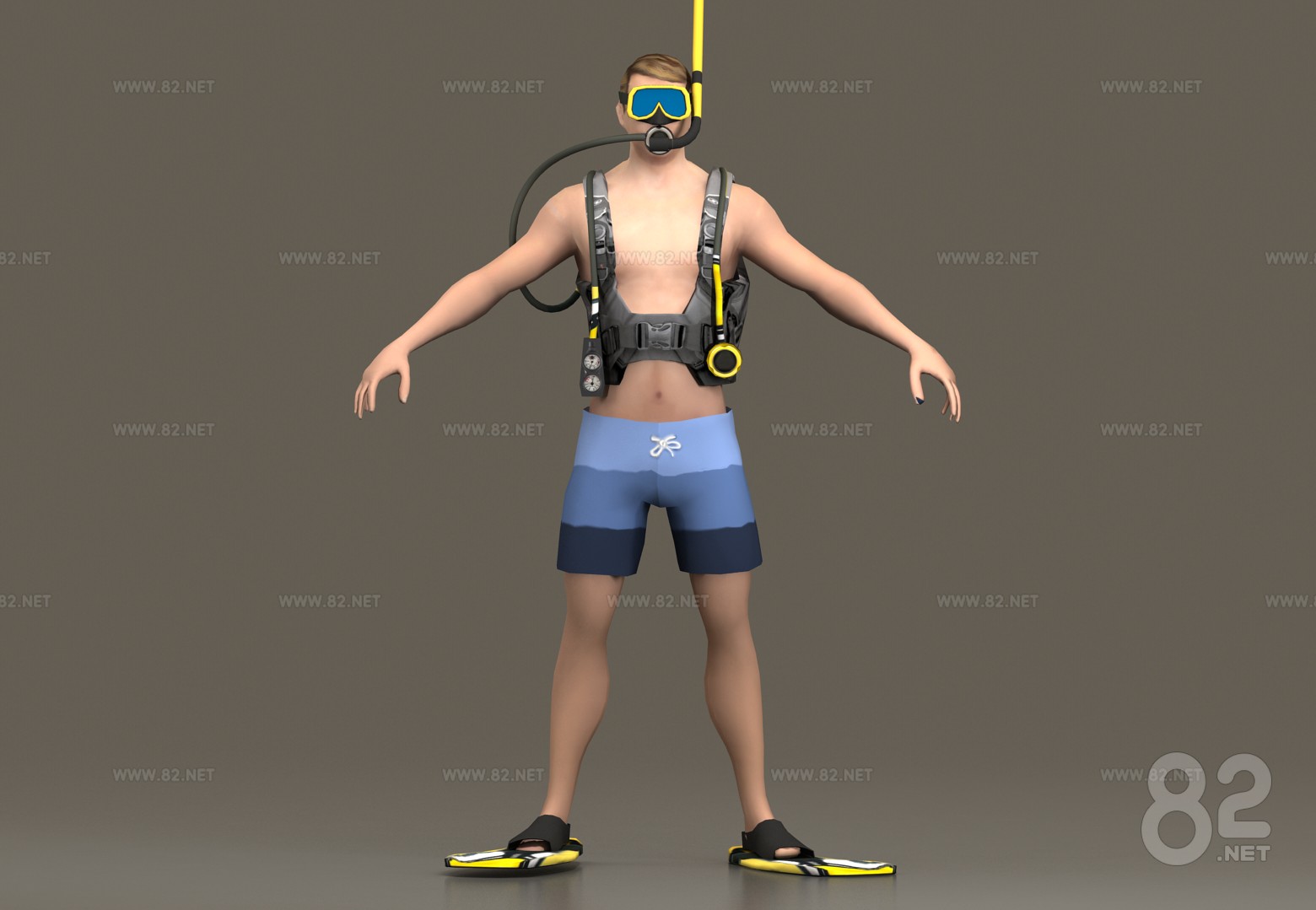 Male Diver Frogman 3d Model fbx max ma/mb | 82Models