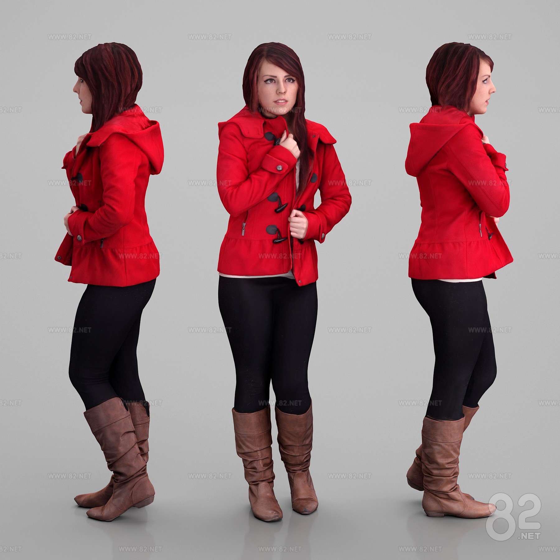 Red coat beauty modern female figure 3d Model max | 82Models
