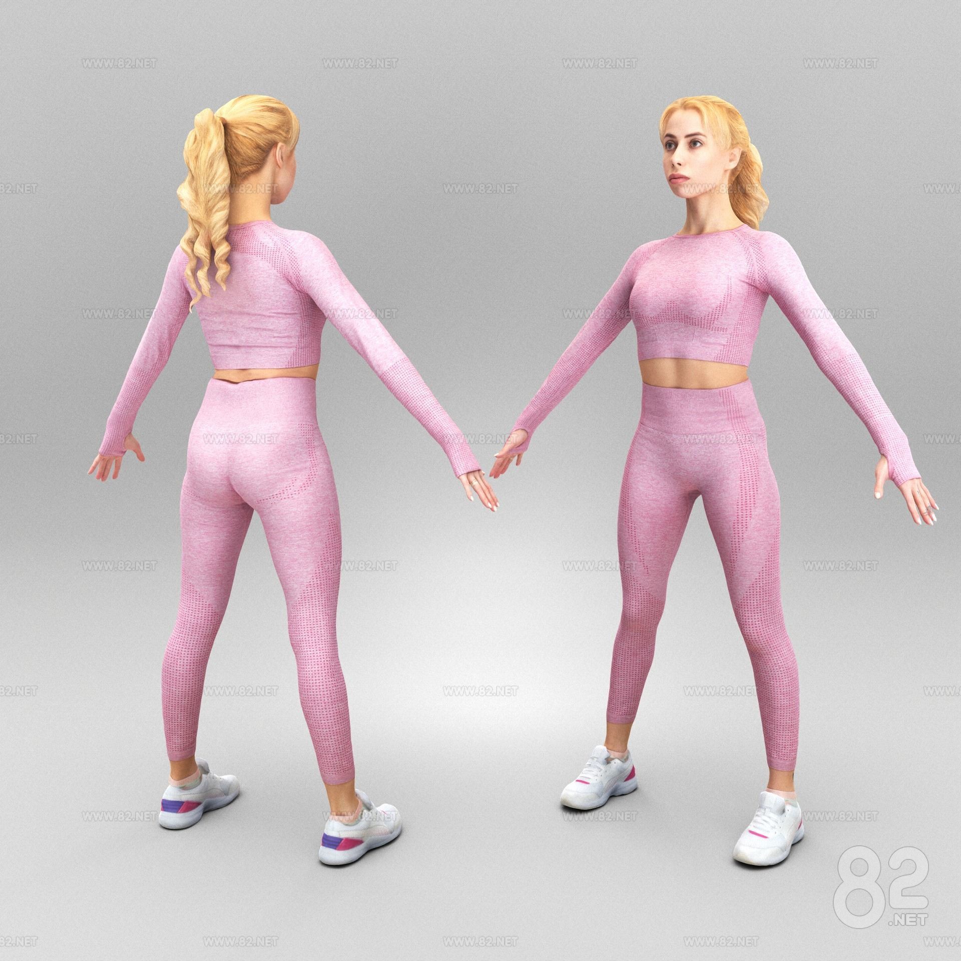 A beautiful woman in a pink tracksuit 3d Model max blend fbx | 82Models