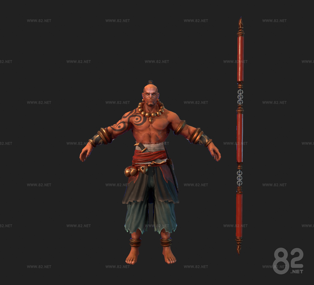 Long stick monk PBR 3d Model tbscene | 82Models