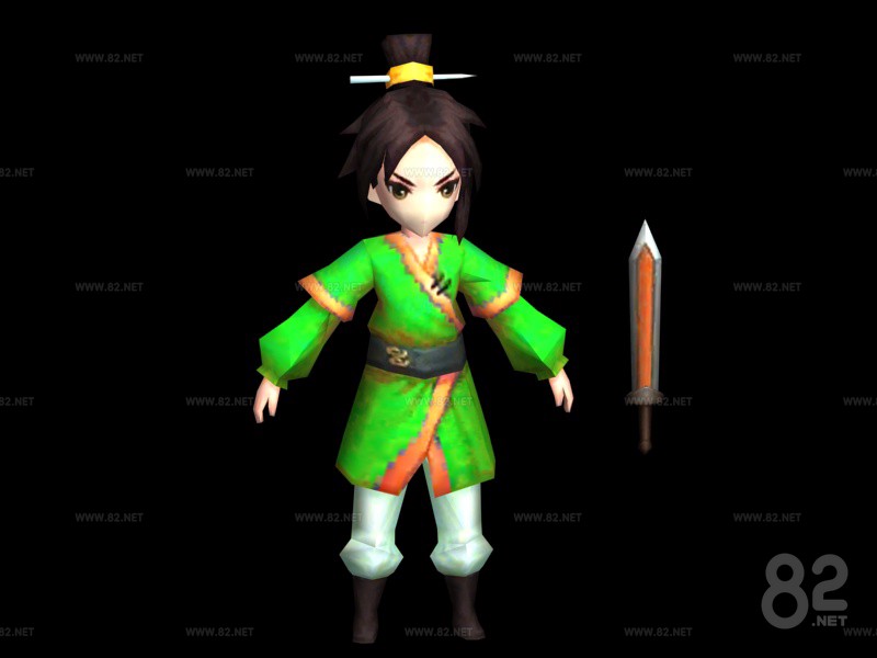 Pure Green Swordsman Low Face Count 3d Model fbx | 82Models