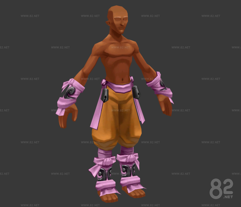 Purple with Sandy Monk Cartoon 3d Model fbx | 82Models