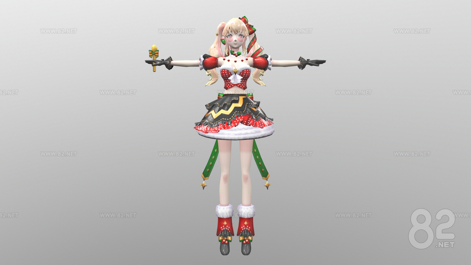 Christmas ponytail idol two-dimensional 3d Model fbx | 82Models
