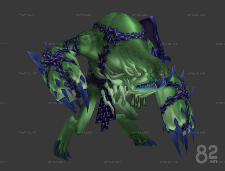 Green Lock Monster Cartoon 3d Model fbx | 82Models