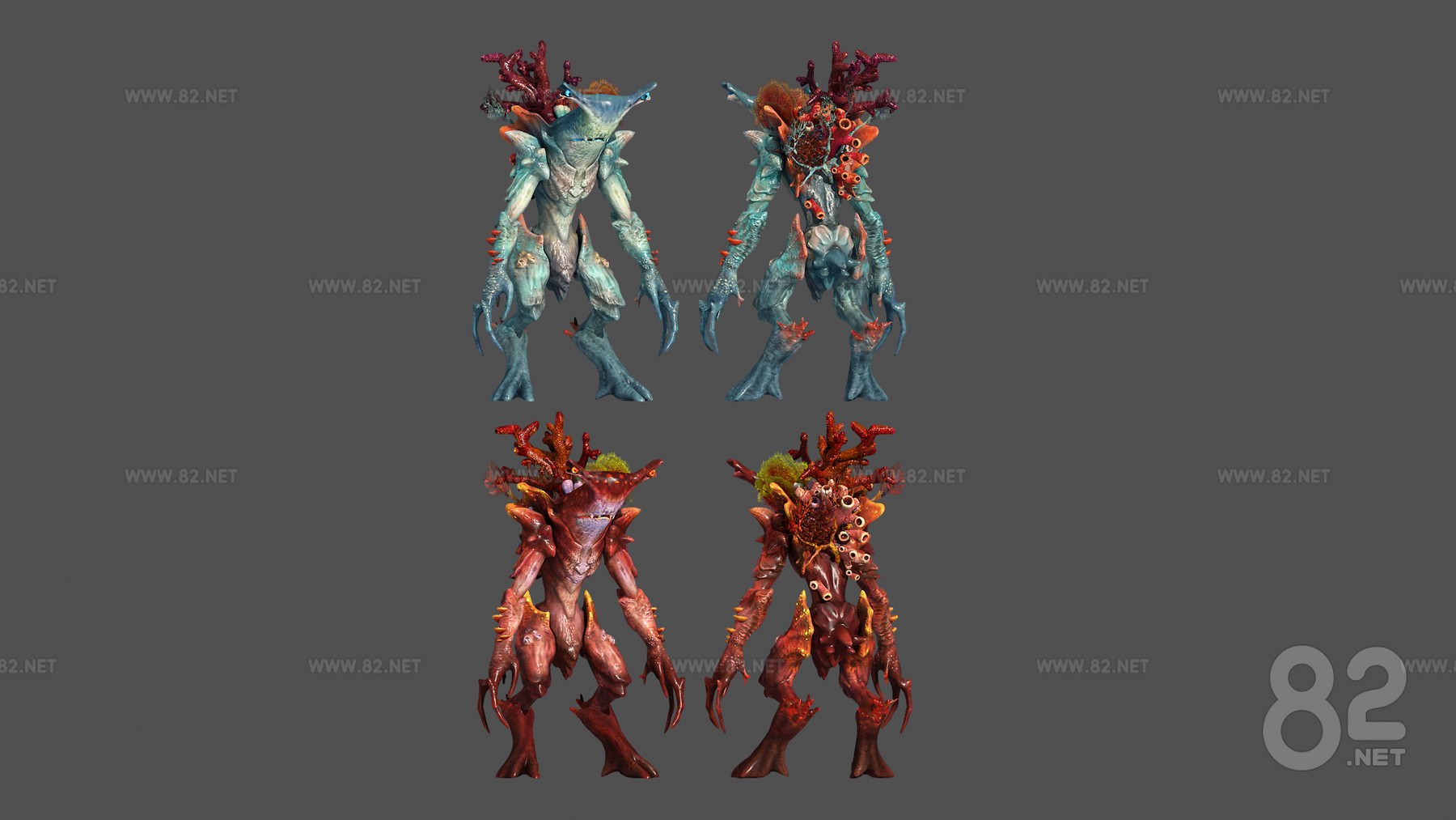 Deep sea mutant shark man fish man guard 3d Model max fbx obj | 82Models