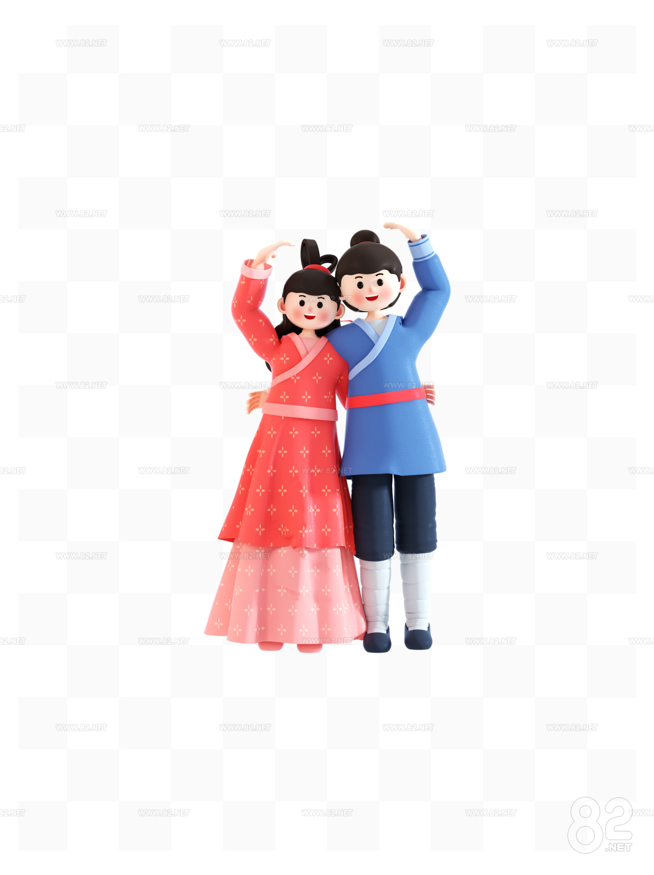 Ancient costume men and women Cowherd and Weaver Girl 3d Model c4d ...