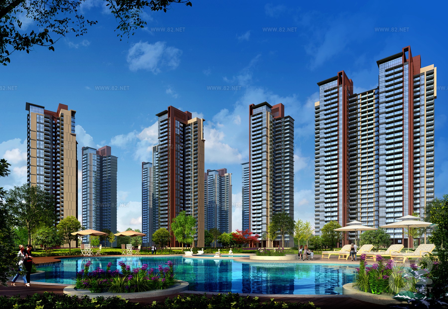 modern residential high-rise building 3d Model max | 82Models
