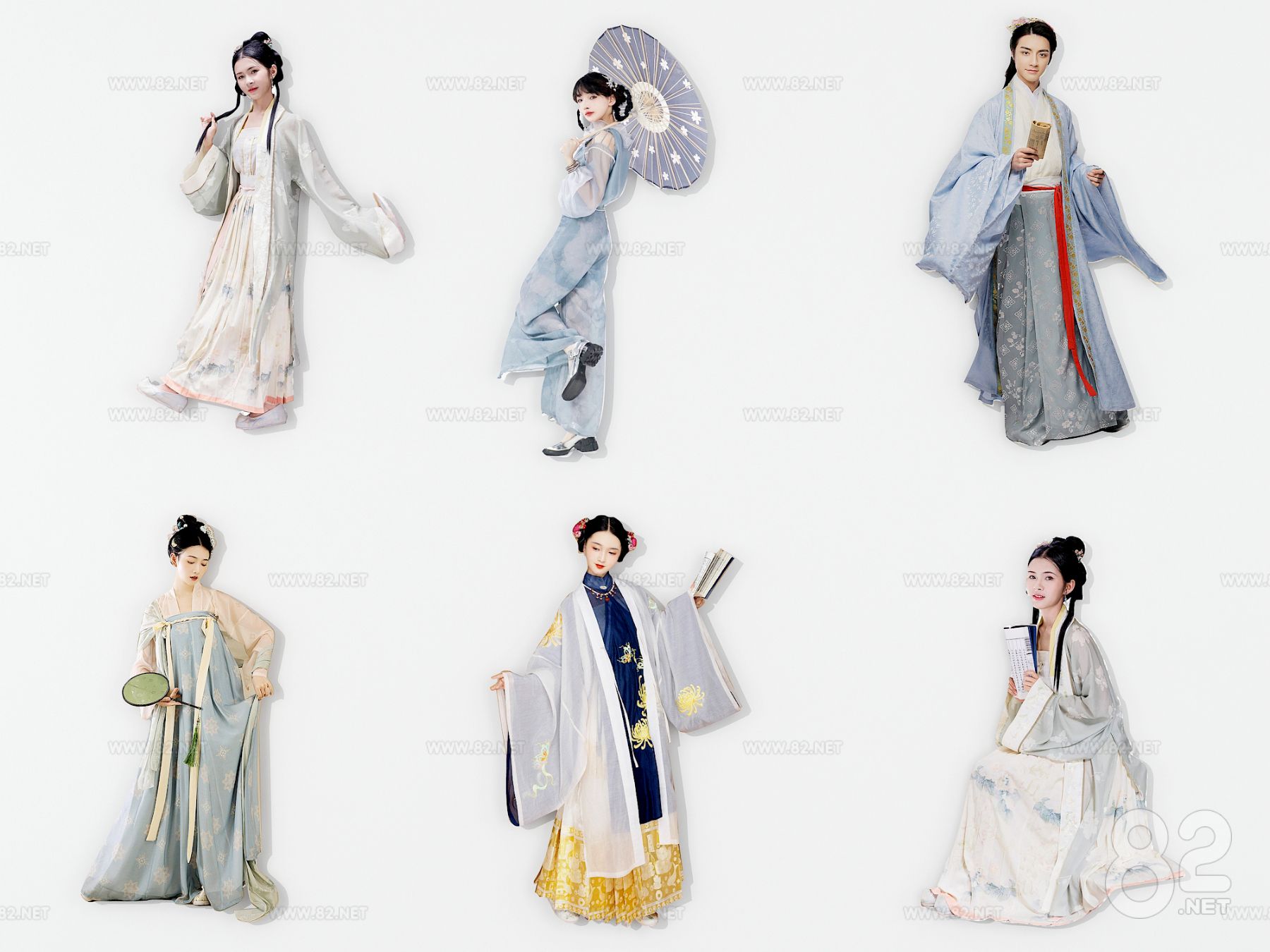 Ancient costume characters Hanfu characters free | 3Ds Max(.max) - 82Models