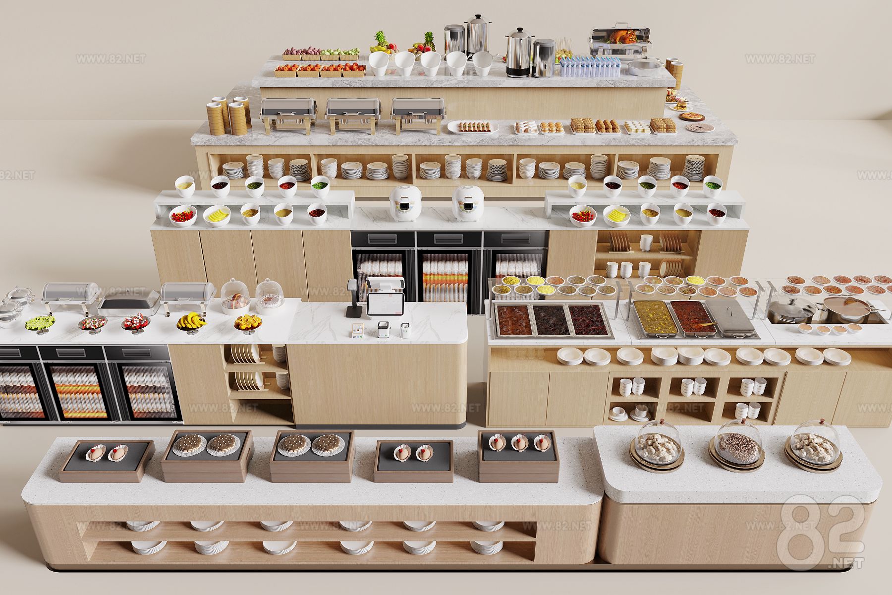 Cafeteria pick-up table workbench | 3Ds Max(.max) - 82Models