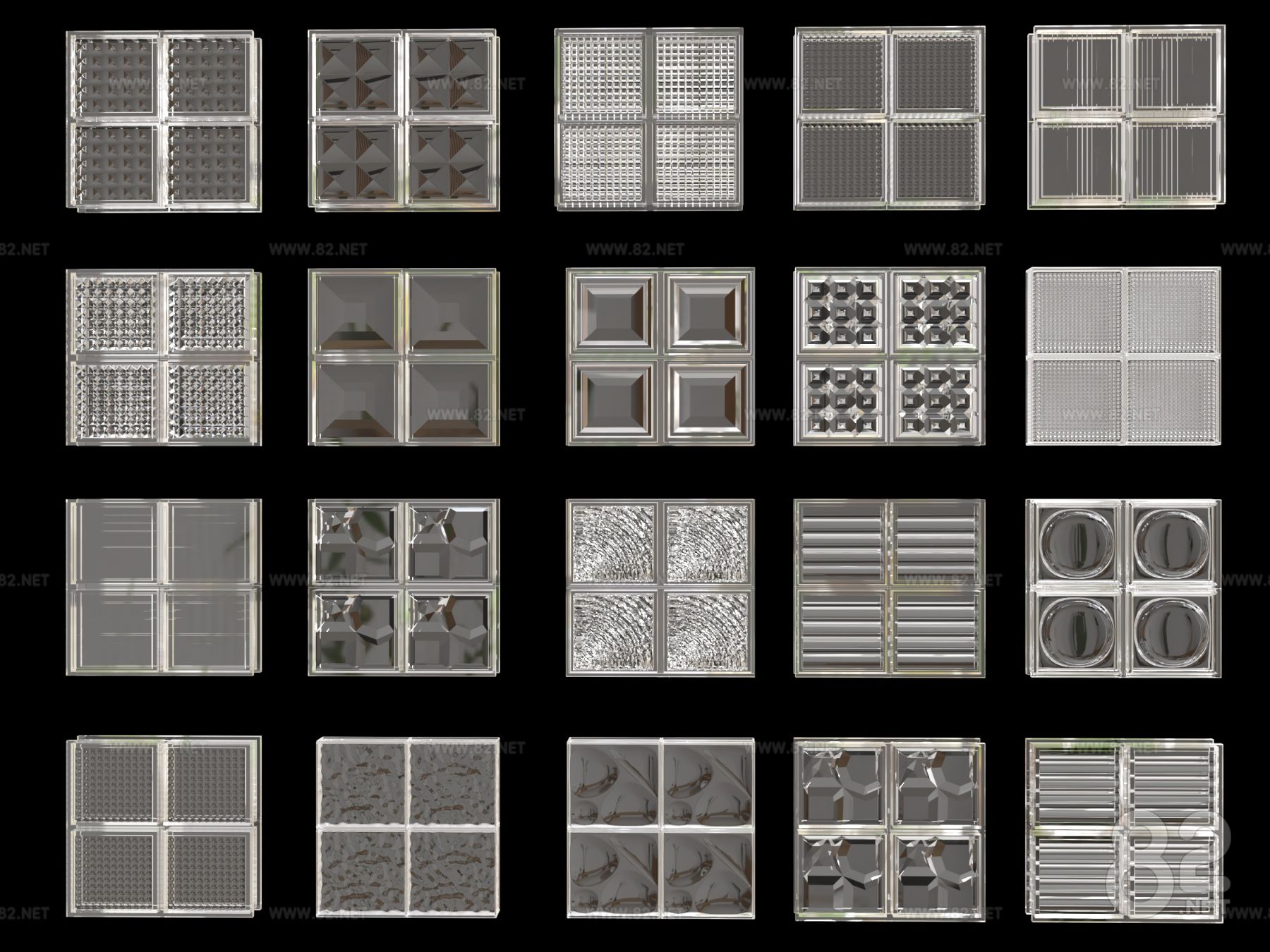 Modern glass brick wall partition pattern brick partition | 3Ds Max ...