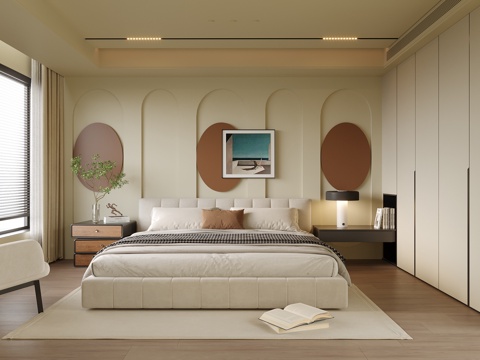 European-style Simple Bedroom Double Bed Table Lamp Wall Chair download ...