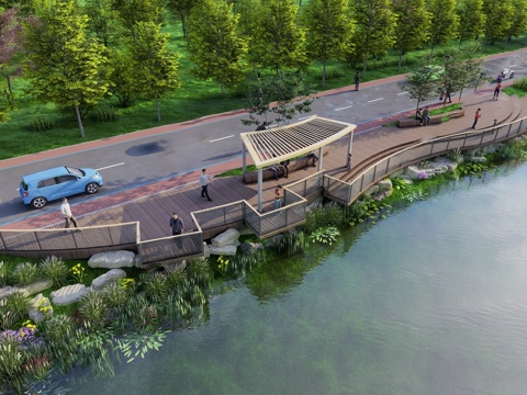 Modern Waterfront Landscape Riverbank Landscape Waterfront Landscape ...