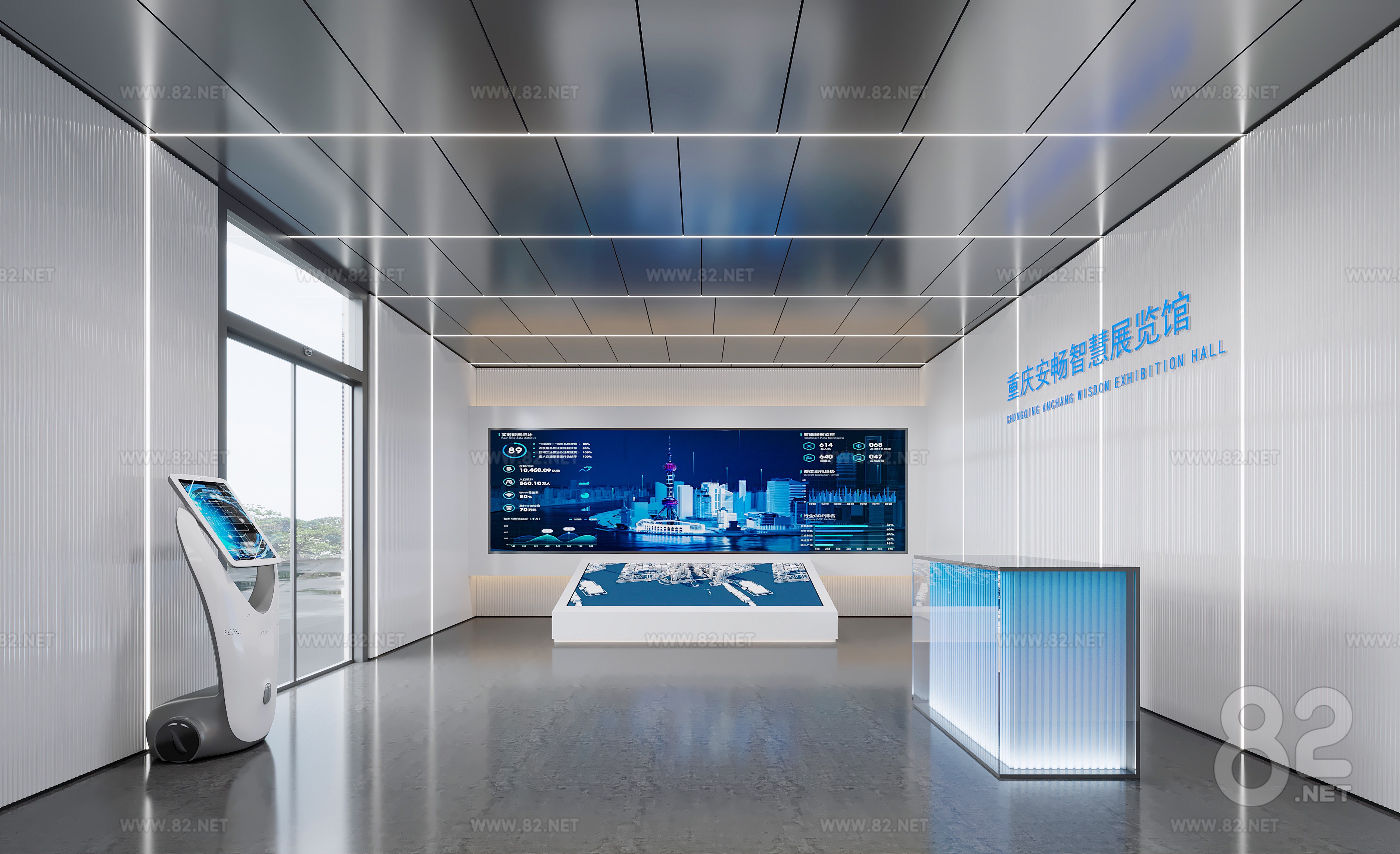 Front Desk of Science and Technology Exhibition Hall 3D Model | 3Ds Max ...