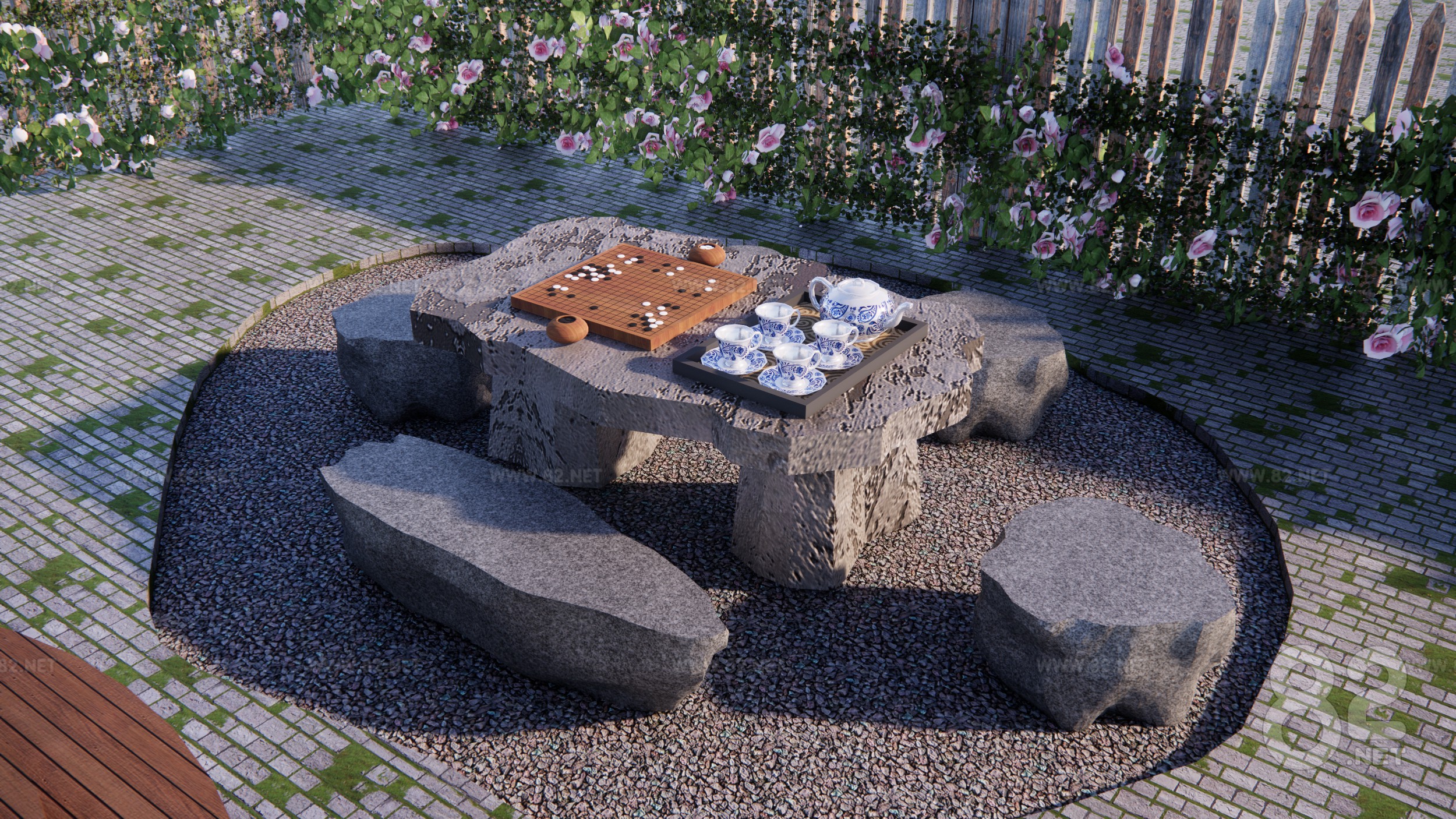 Outdoor Tables and Chairs Stone Tables and Chairs | SketchUp(.skp ...
