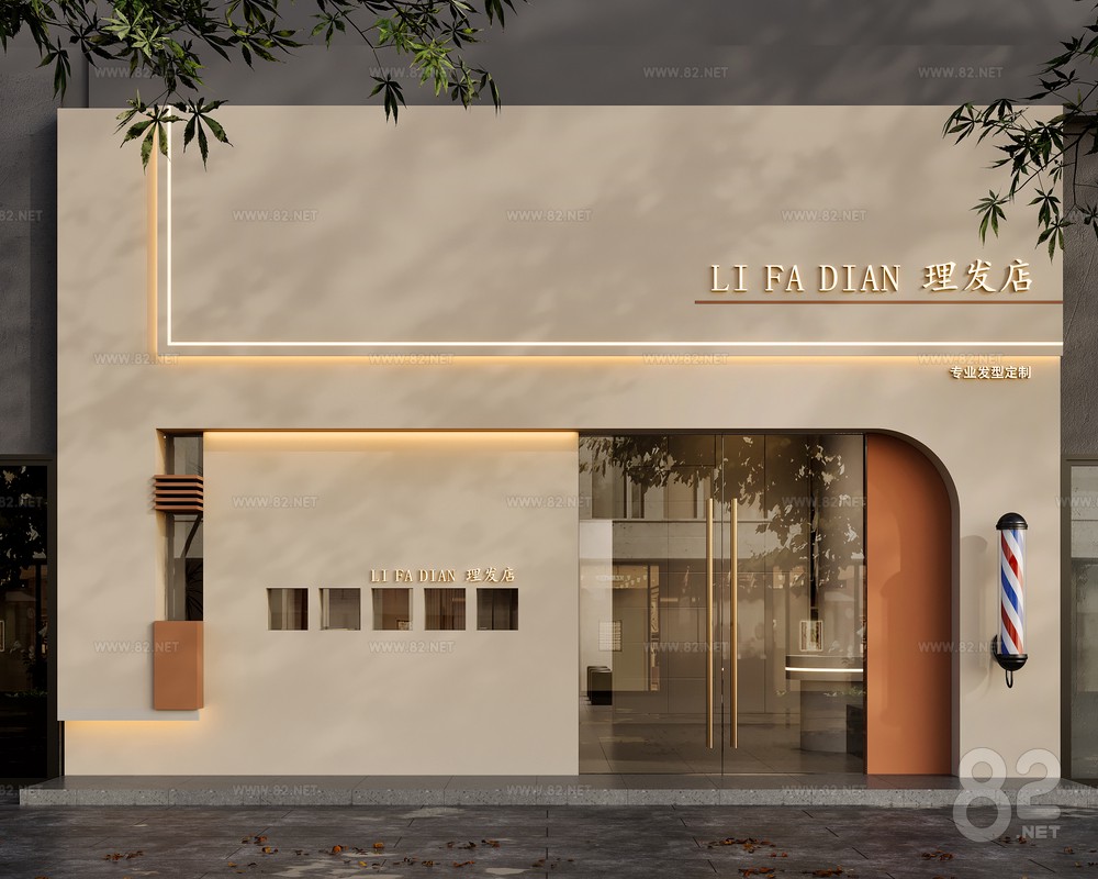 Barber shop door head beauty salon door head facade | 3Ds Max(.max ...