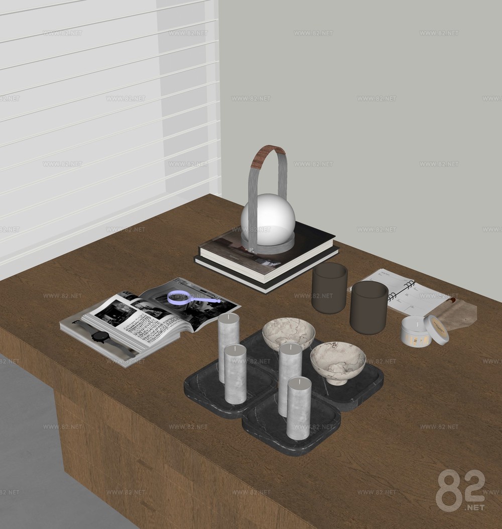 Desktop Ornaments Cup Books Candle Table Lamp | SketchUp(.skp) - 82Models