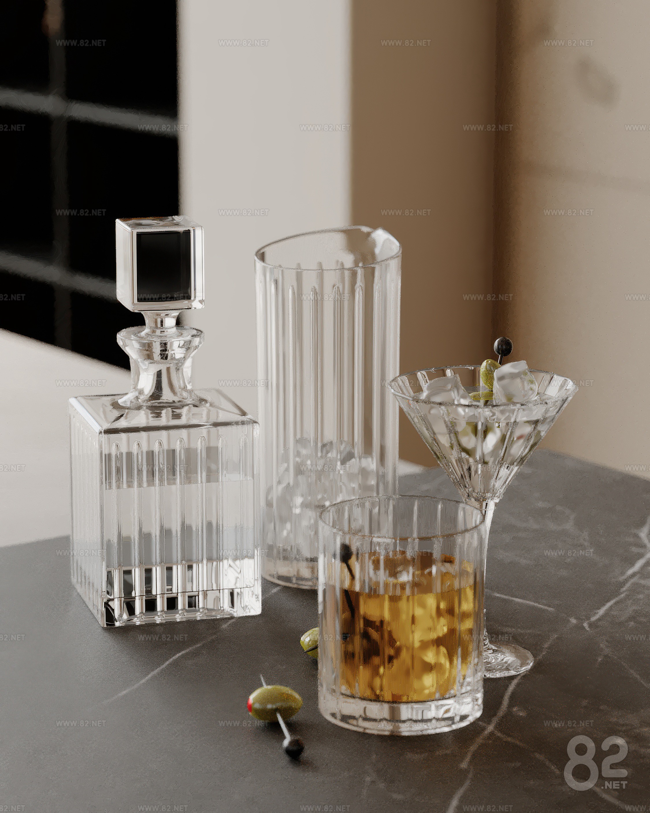 Wine Bottle Cup Goblet | 3Ds Max(.max) - 82Models