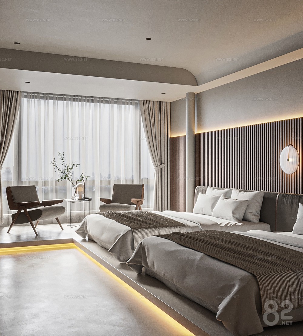 Guest Room Double Room Sketchup Model | SketchUp(.skp) - 82Models