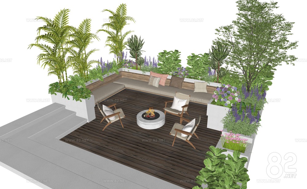 sunken courtyard outdoor sofa | SketchUp(.skp) - 82Models