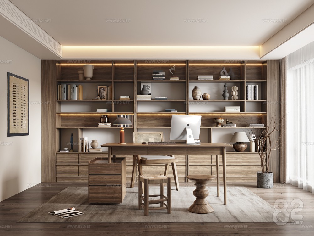 Neo-Chinese Style Study | 3Ds Max(.max) - 82Models