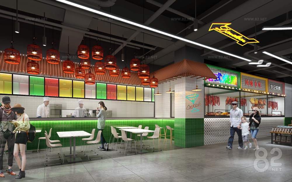 Mall&Supermarket Cooked Food Area Snack Area | 3Ds Max(.max) - 82Models