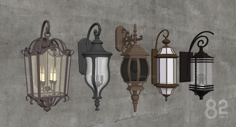 European classical wall lamp metal wall lamp | SketchUp(.skp) - 82Models