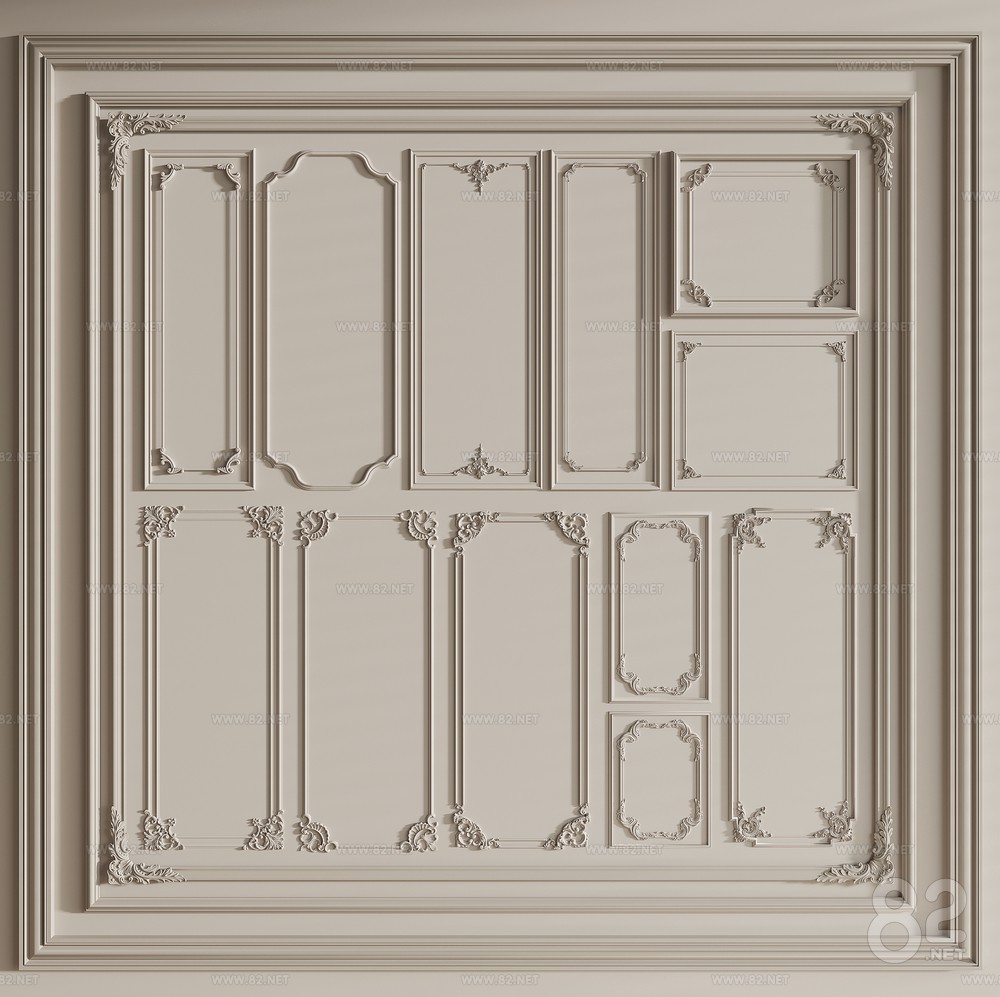 French plaster line carved line corner dado | 3Ds Max(.max) - 82Models