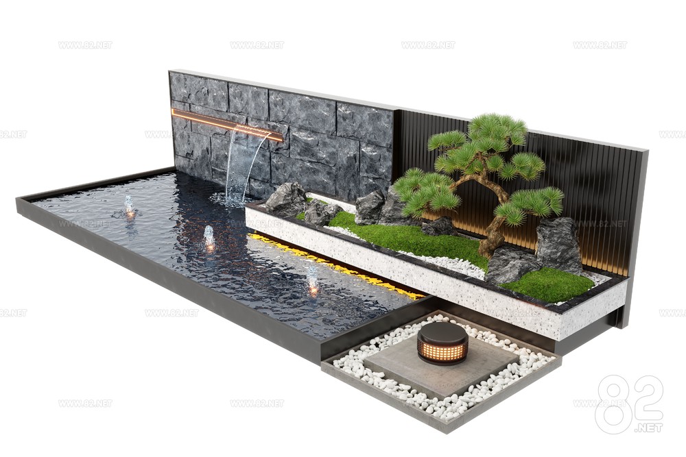 Fountain Waterscape Wall Dropping Wall | 3Ds Max(.max) - 82Models